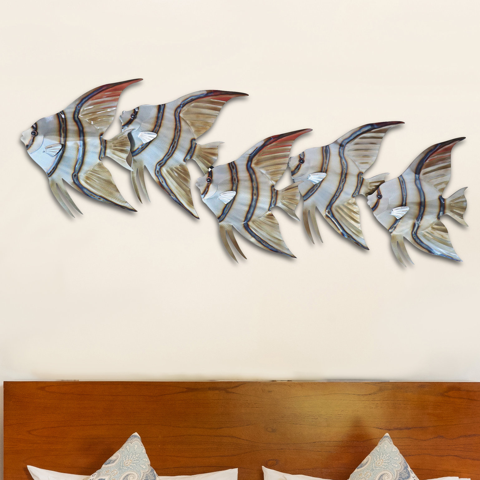 Bayou Breeze Angelfish School of 5 Metal Wall Décor & Reviews | Wayfair