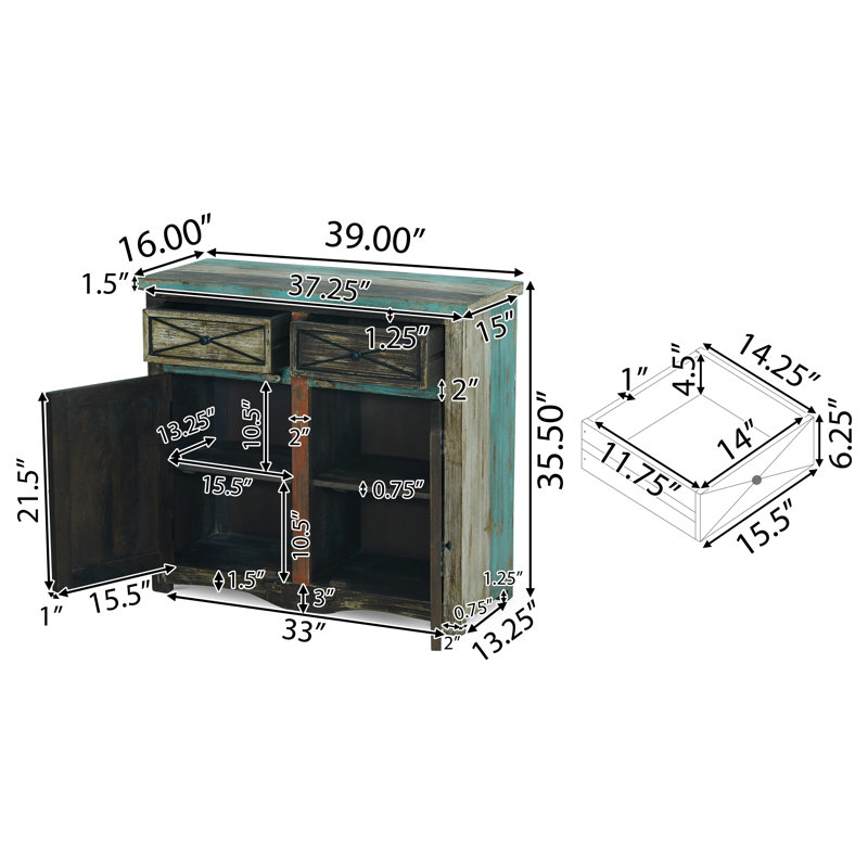 Union Rustic 39'' Wide 2 Drawer Sideboard | Wayfair