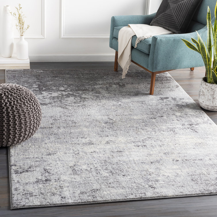 17 Stories Heimskringla Abstract Silver Gray/Charcoal Area Rug ...