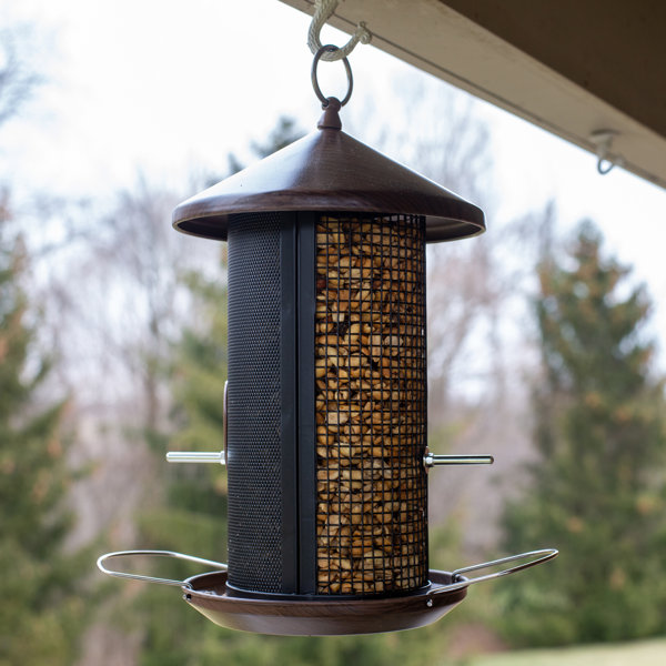 17 Stories Copper Finish Mesh Metal Dual Nut Hopper Bird Feeder | Wayfair