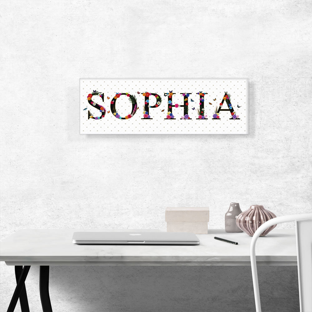 ARTCANVAS SOPHIA Girls Name - Wrapped Canvas Panoramic Textual Art ...