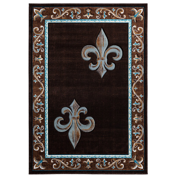 Fleur De Lis Living Goines Brown/Blue Area Rug | Wayfair