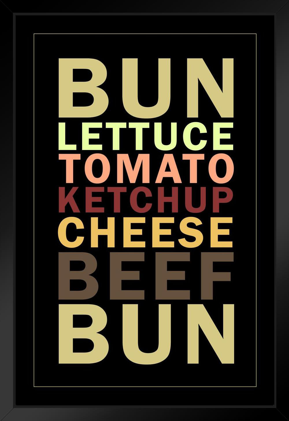 Trinx Cheeseburger Recipe Black Wood Framed Art Poster 14X20 - Picture ...