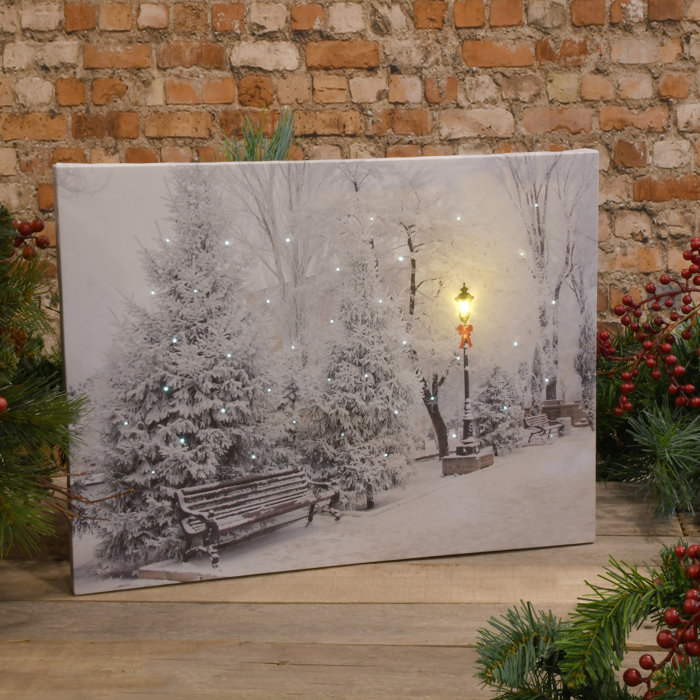 LumaBase Battery-Operated Lighted Wall Art - Winter Wonderland | Wayfair