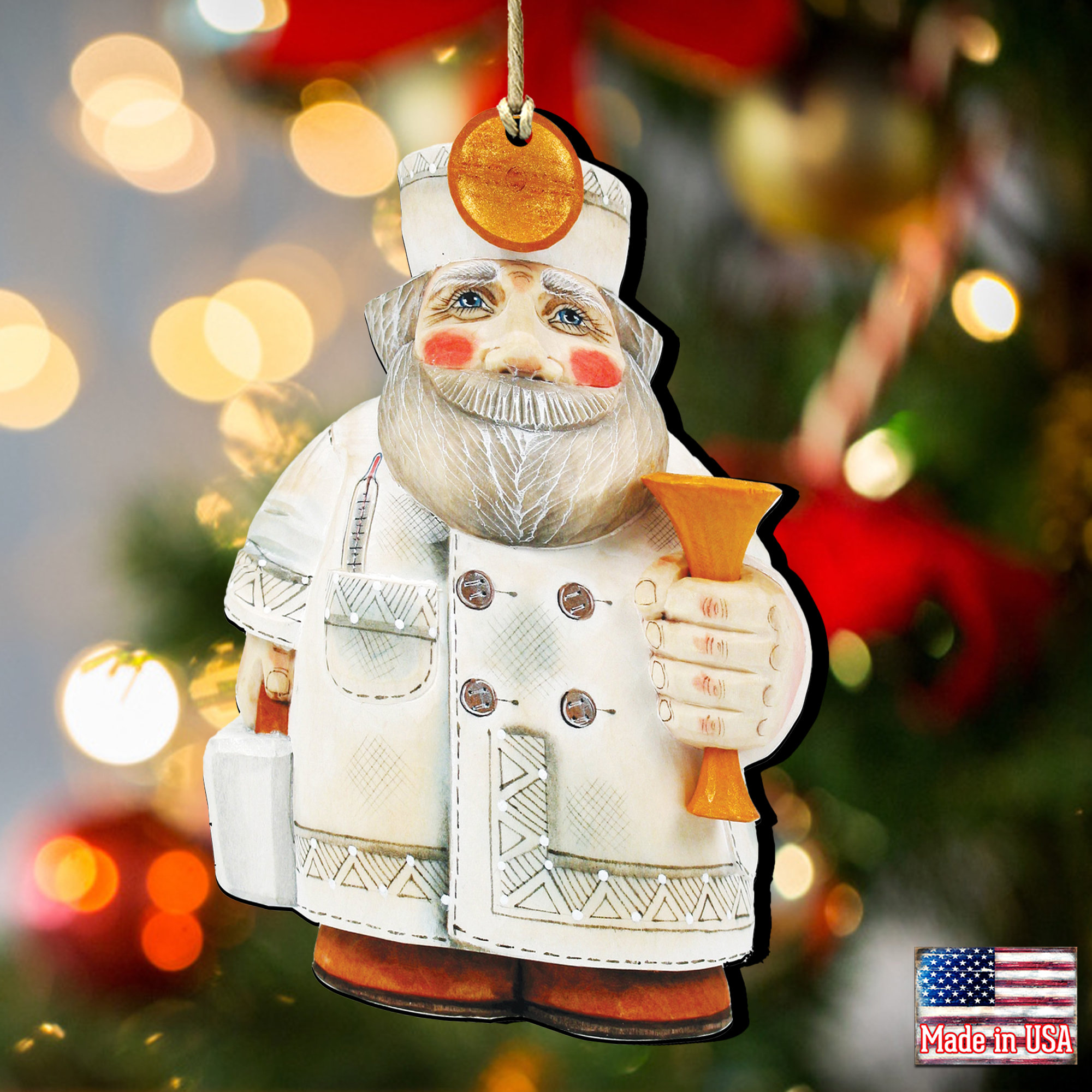 The Holiday Aisle® Doctor Santa Hanging Shaped Wood Ornament | Wayfair
