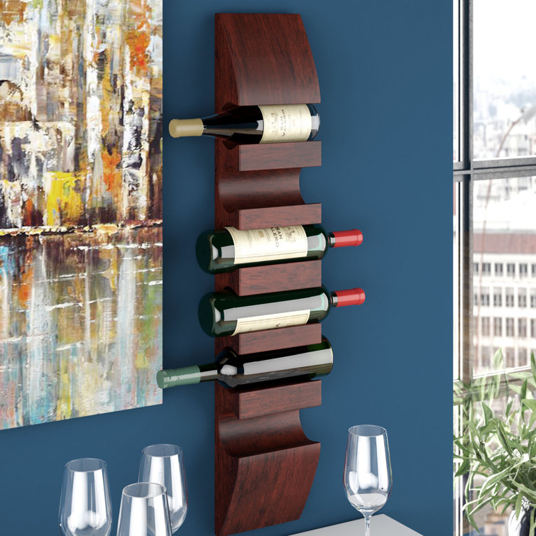 Latitude Run® Wall Mounted Wine Bottle Rack in Cherry Wood & Reviews ...