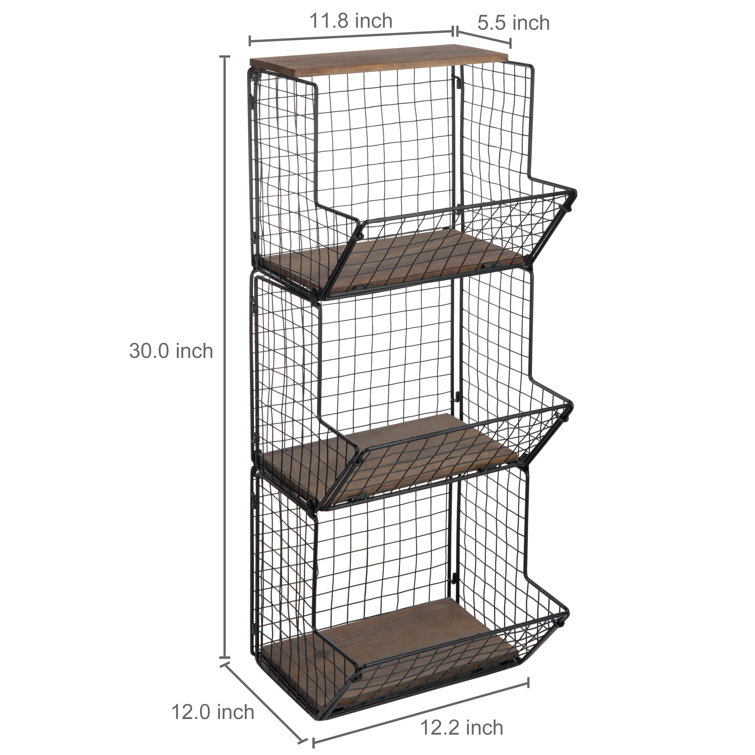 17 Stories 3 Tier Wall Mounted Metal Wire Shelving Rack | Wayfair