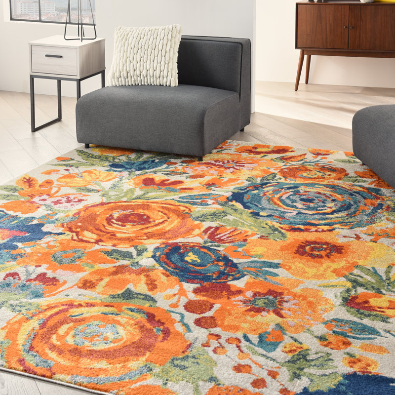 Andover Mills™ Amia Performance Orange/Beige/Green Rug & Reviews | Wayfair