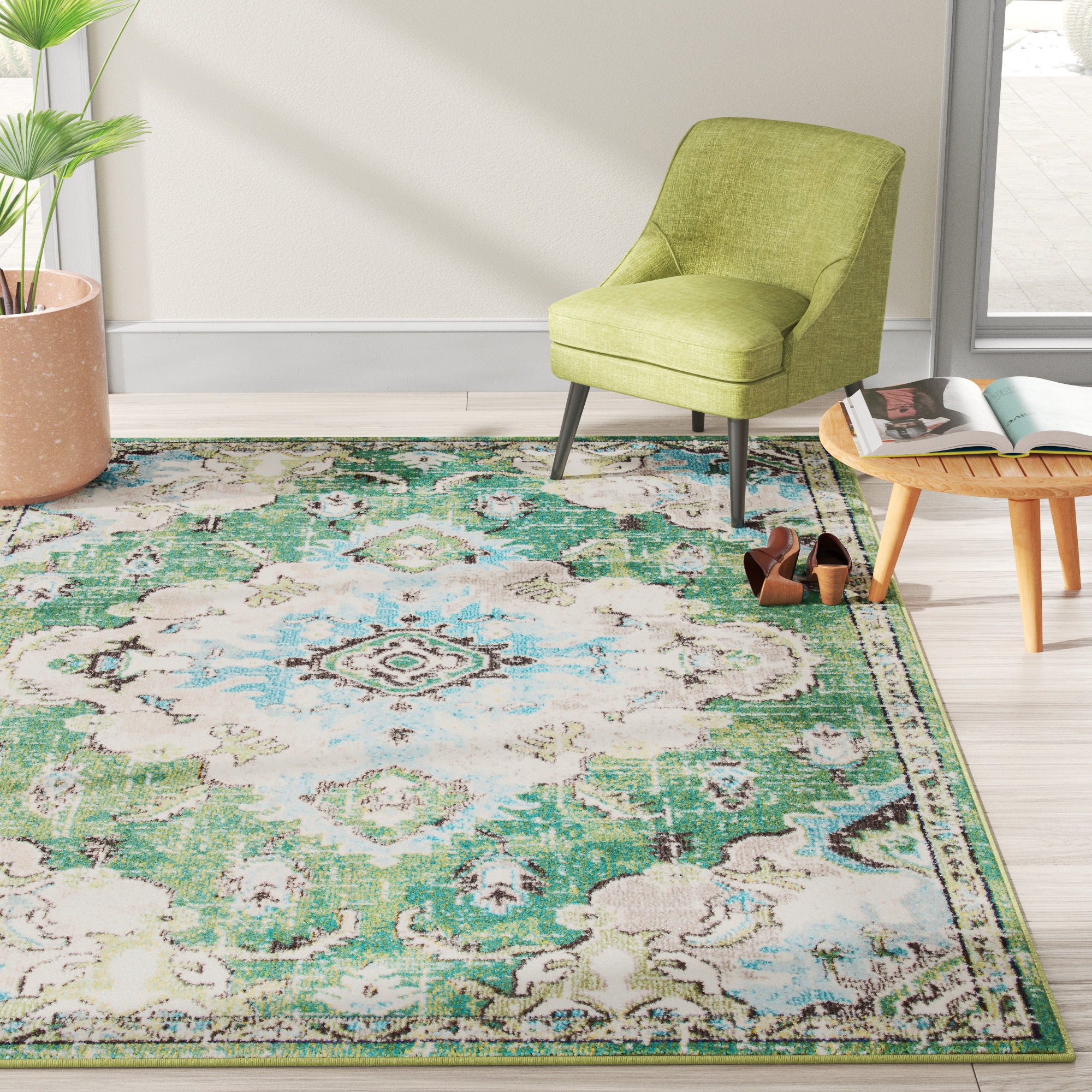 Mistana™ Shanna Oriental Green Area Rug & Reviews | Wayfair