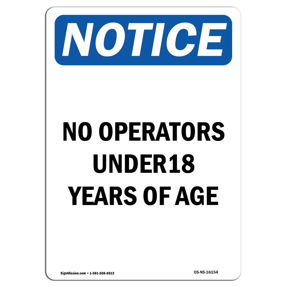 SignMission No Operators under 18 Sign | Wayfair