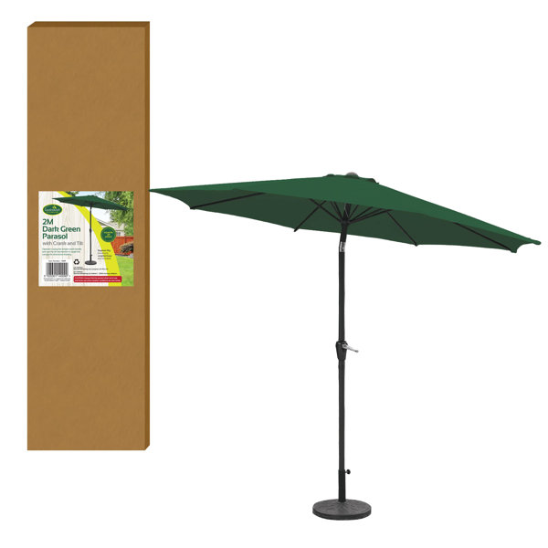 Dakota Fields Annetha 2M Parasol Crank & Tilt 6 Ribs Dark Green ...