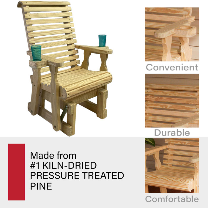 Amish Casual Heavy Duty 600 Lb High Back Roll Back Treated Glider Chair ...