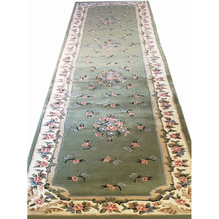 American Home Rug Co. Handmade Wool Sage Green, Ivory Rug | Wayfair