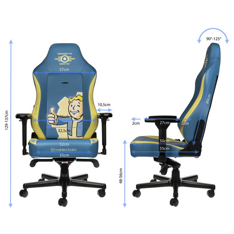 Noblechairs HERO Gaming Chair - Fallout Vault-Tec Edition - Blue/Yellow ...