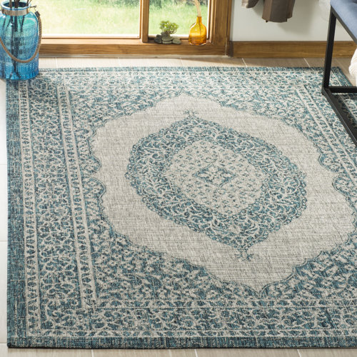 World Menagerie Auburn Light Grey/Teal Rug & Reviews | Wayfair.co.uk