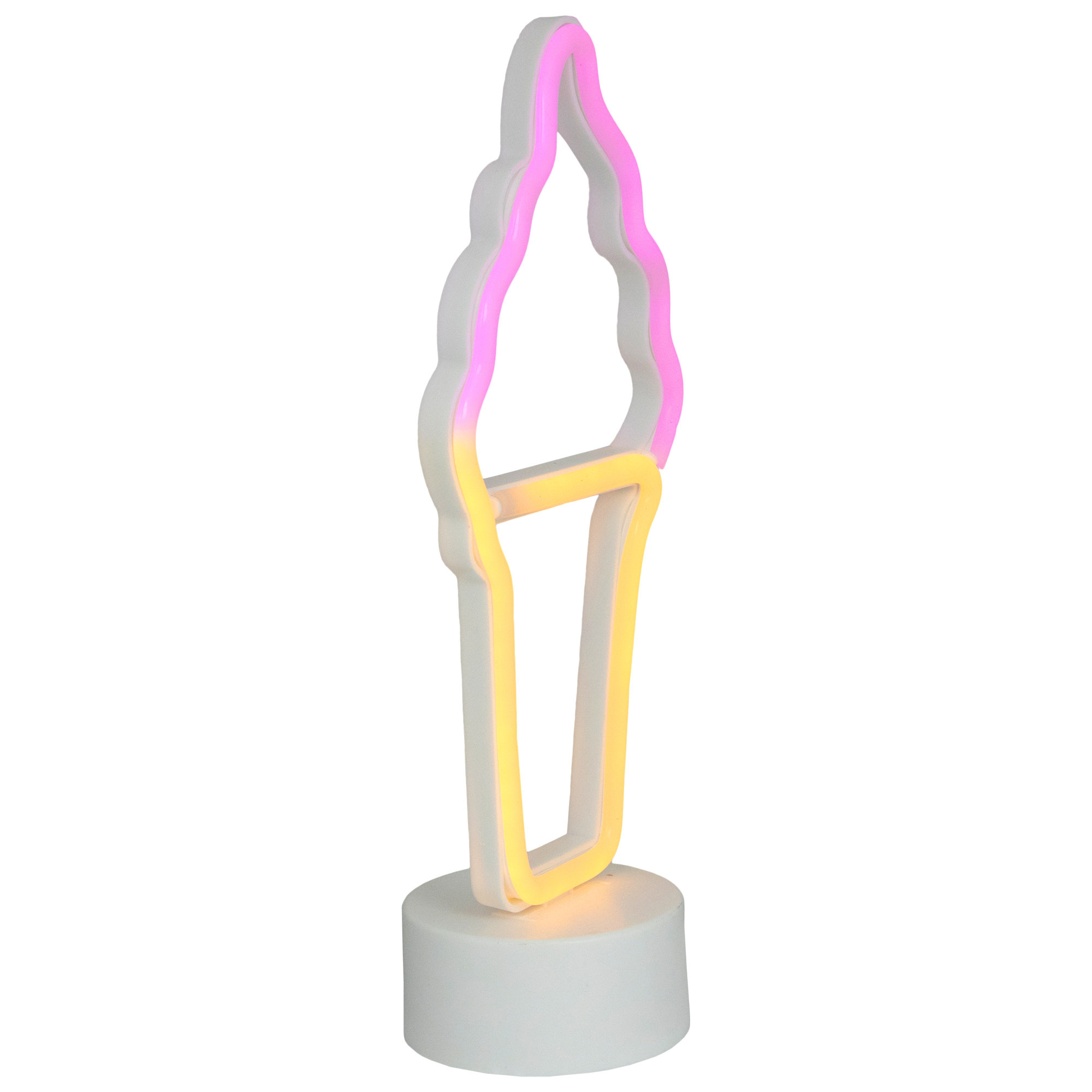 Northlight 12" Pink Ice Cream Cone LED Neon Style Table Sign | Wayfair