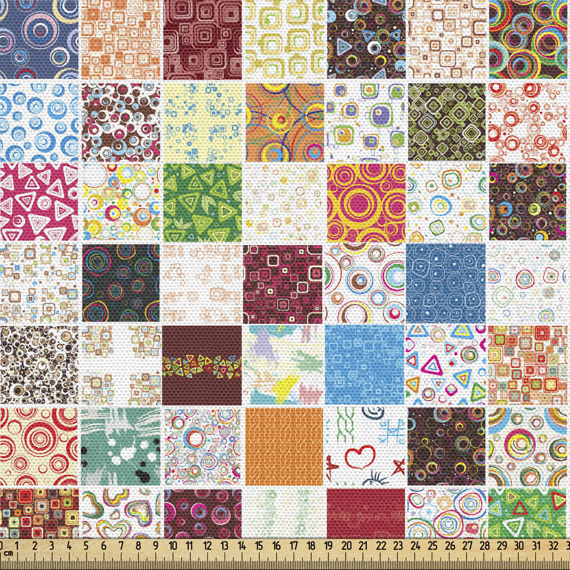 East Urban Home Ambesonne Retro Fabric By The Yard, Big Patchwork Of ...