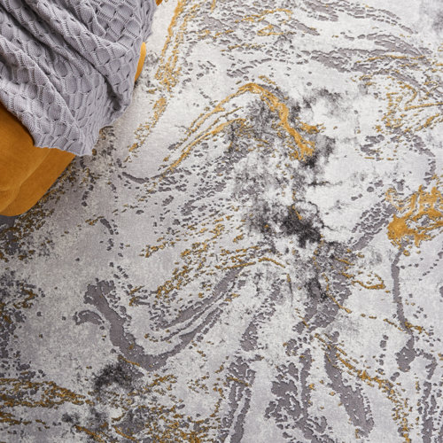 Mercury Row® Prichard Gray/Gold Rug & Reviews | Wayfair