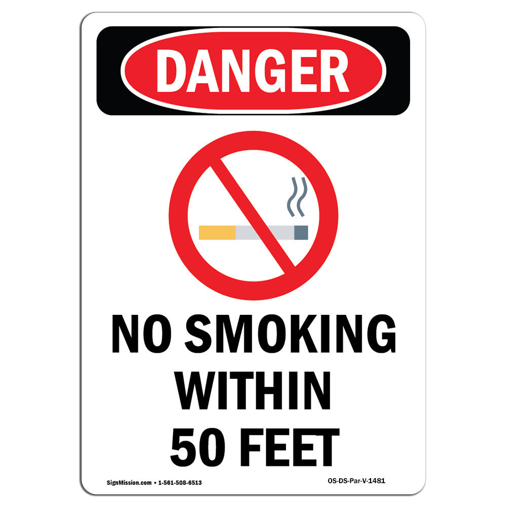SignMission No Smoking Within 50 Feet Danger Sign | Wayfair