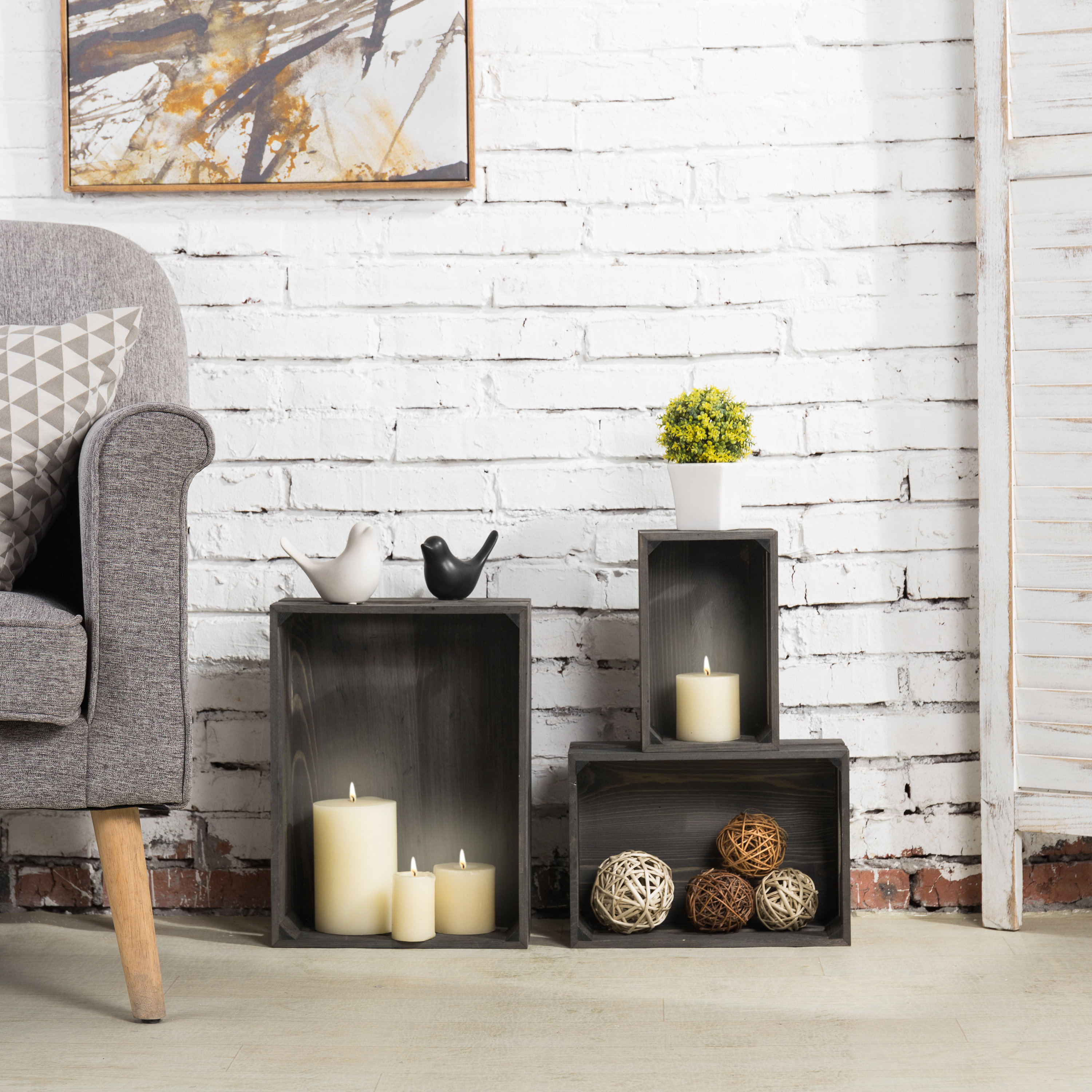 Millwood Pines 3 Piece Solid Wood Crate Set | Wayfair