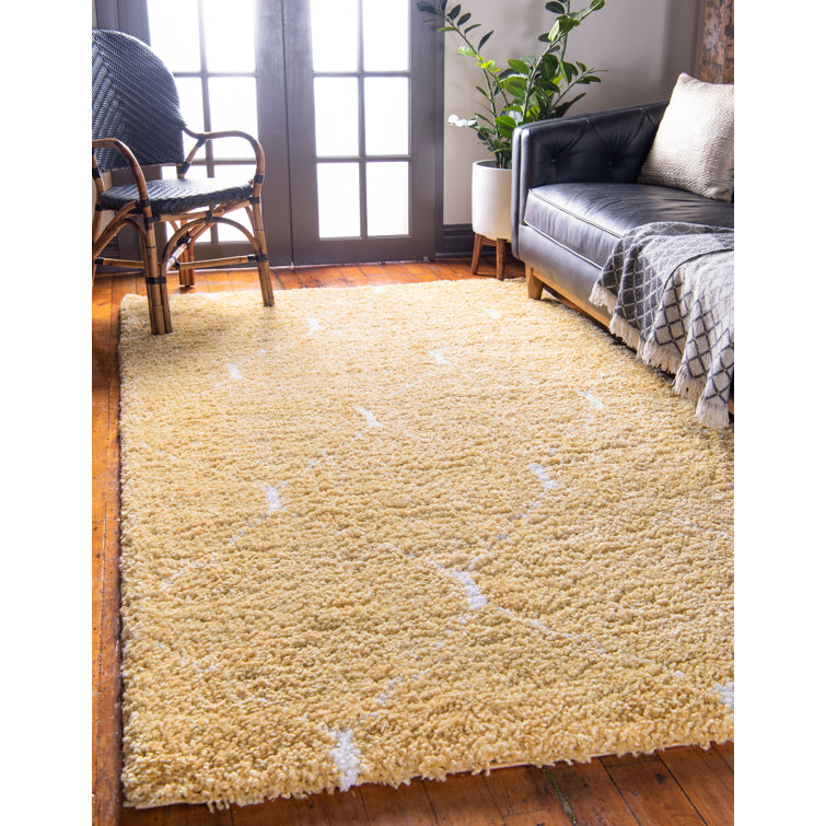 Wrought Studio Danita Rabat Shag Yellow Area Rug & Reviews | Wayfair