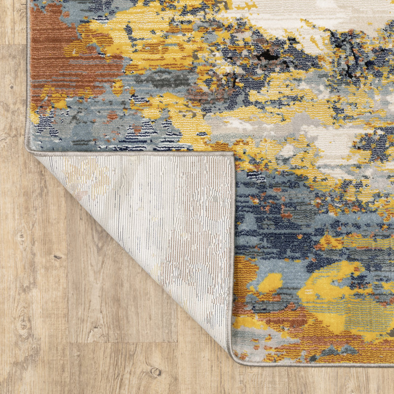 Steelside™ Belinda Yellow/ Blue Rug | Wayfair