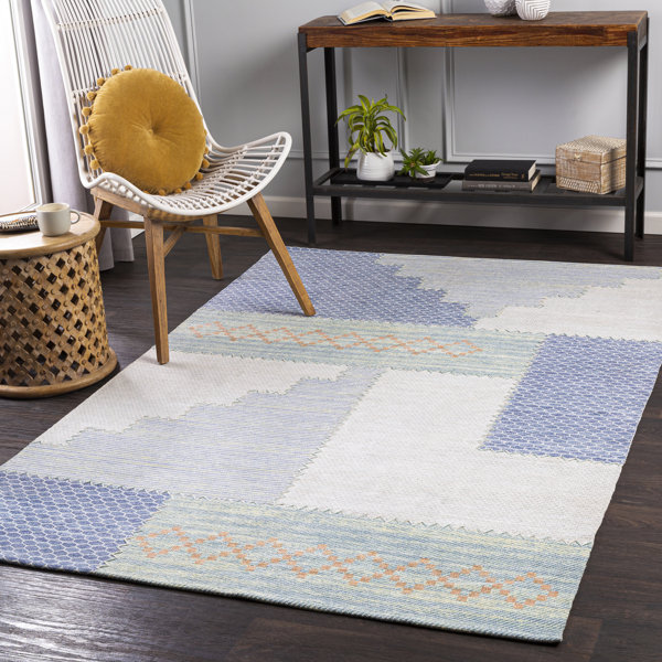 One Allium Way® Bushey Handmade Flatweave Denim/Mint Rug | Wayfair
