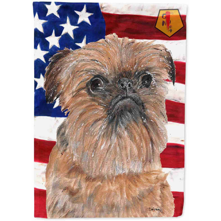 GN109 Brussels Griffon USA American Flag Flag Garden Size | Wayfair