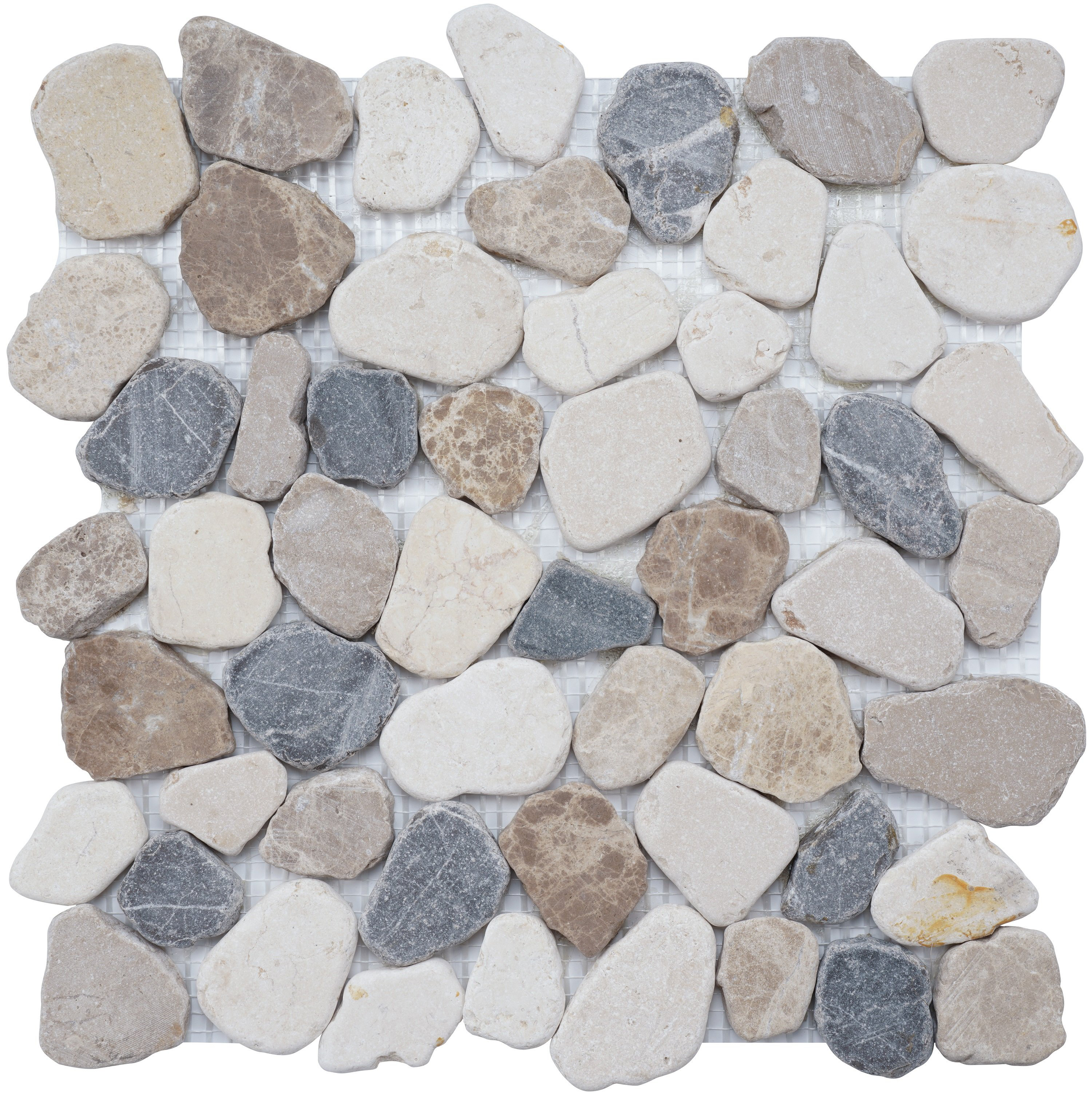 MatrixStoneUSA River Rock Snow Random Sized Marble Pebbles Mosaic Wall ...