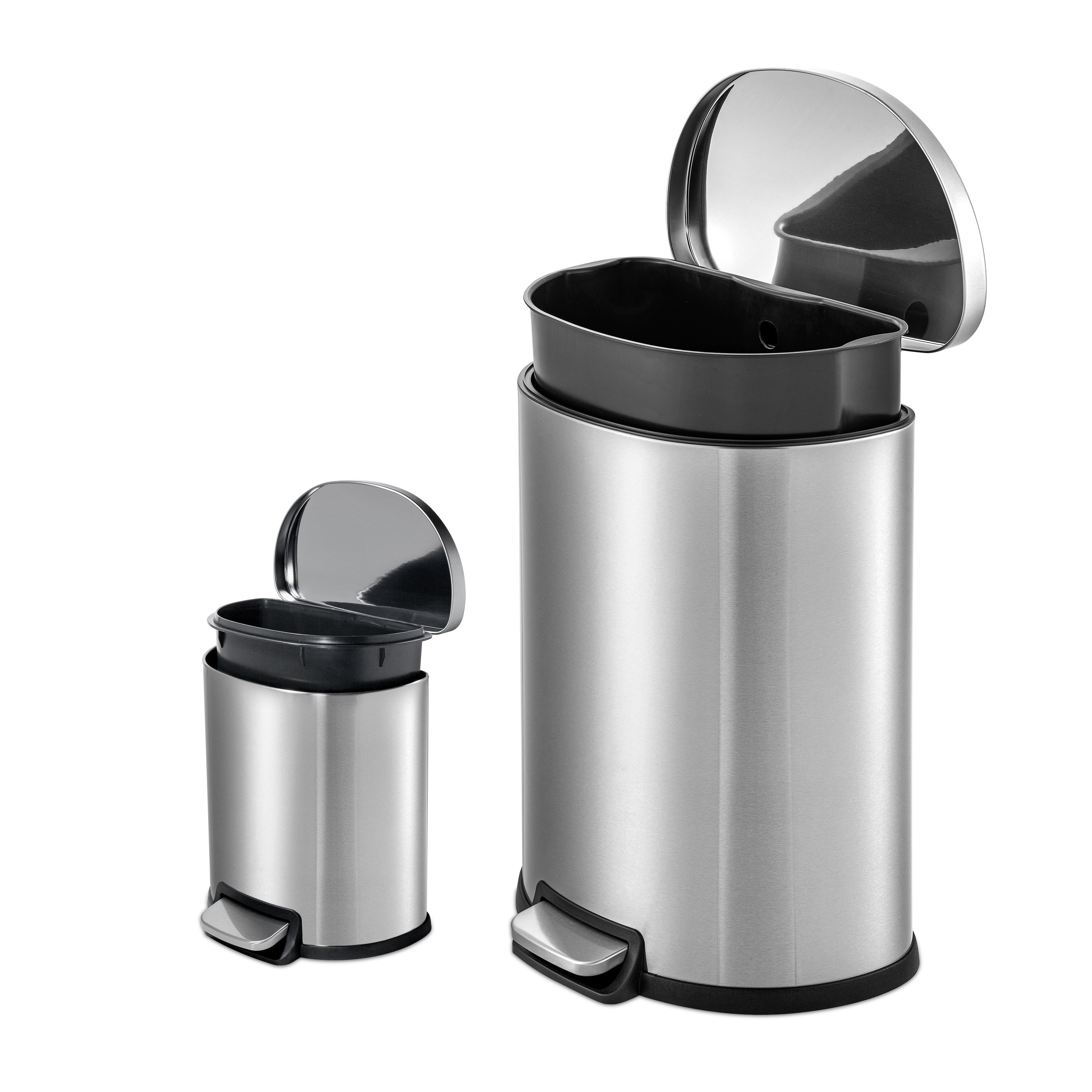 Qualiazero 2 Piece Stainless Steel 13 Gallon Step On Trash Can Set ...