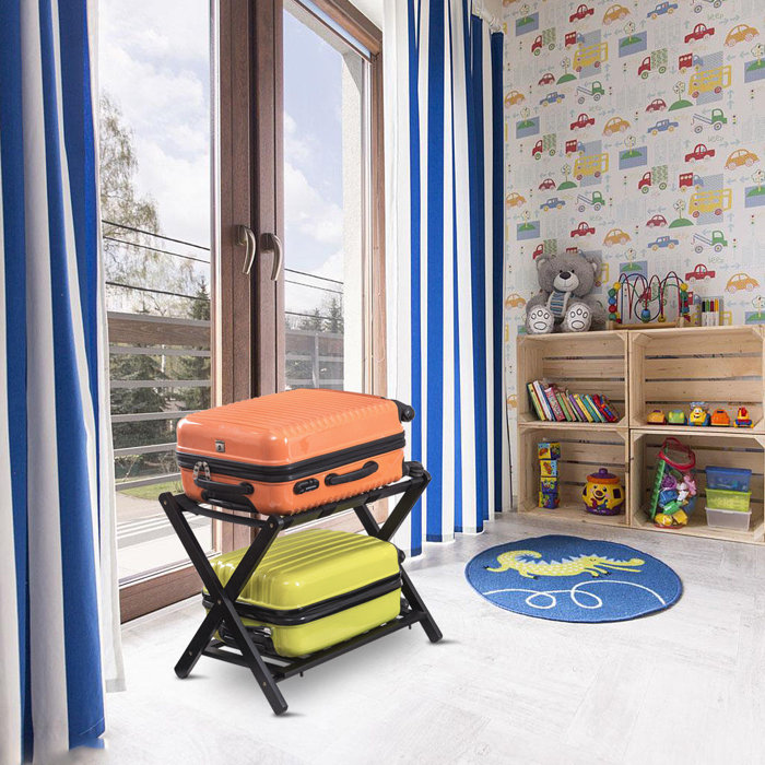 Costway Folding Luggage Rack with Shelf Travel Suitcase | Wayfair