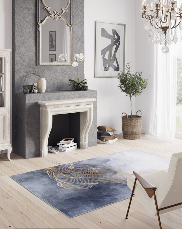 Mercury Row Borealis Flatweave Gold/Blue/White Rug & Reviews | Wayfair ...