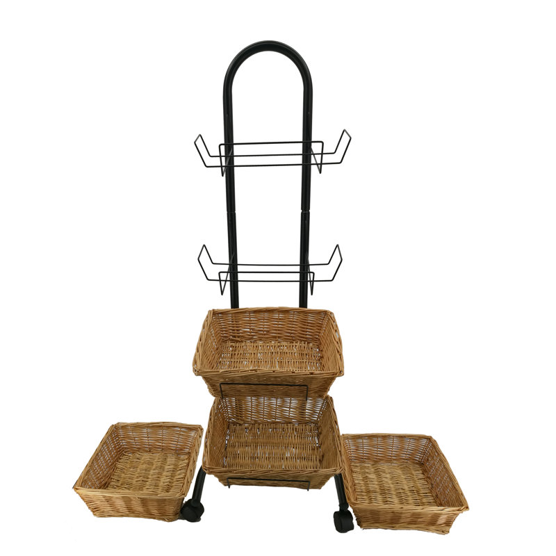 Bayou Breeze® 4 Tier Basket Stand Wicker Basket Bakery Rack Produce ...