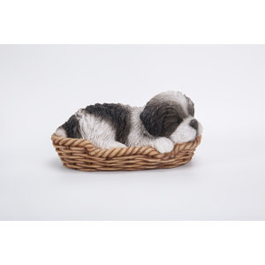 Hi-Line Gift Ltd. Wicker Basket Shih Tzu Puppy Statue & Reviews | Wayfair