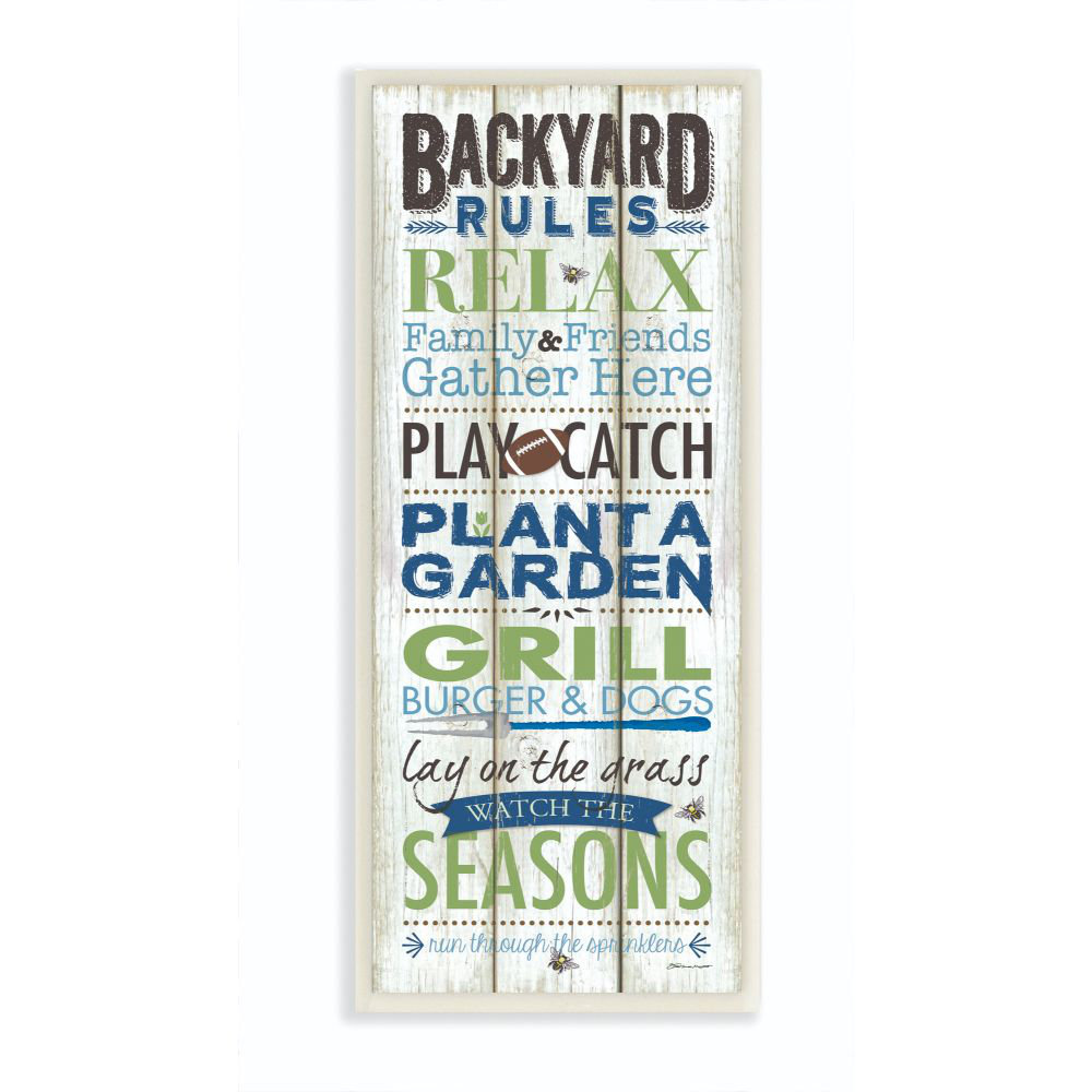 Ebern Designs Backyard Rules Word Family Wood Textured Word Design On ...