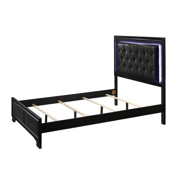 Red Barrel Studio® Influence Black LED Upholstered Panel Bedroom Set ...