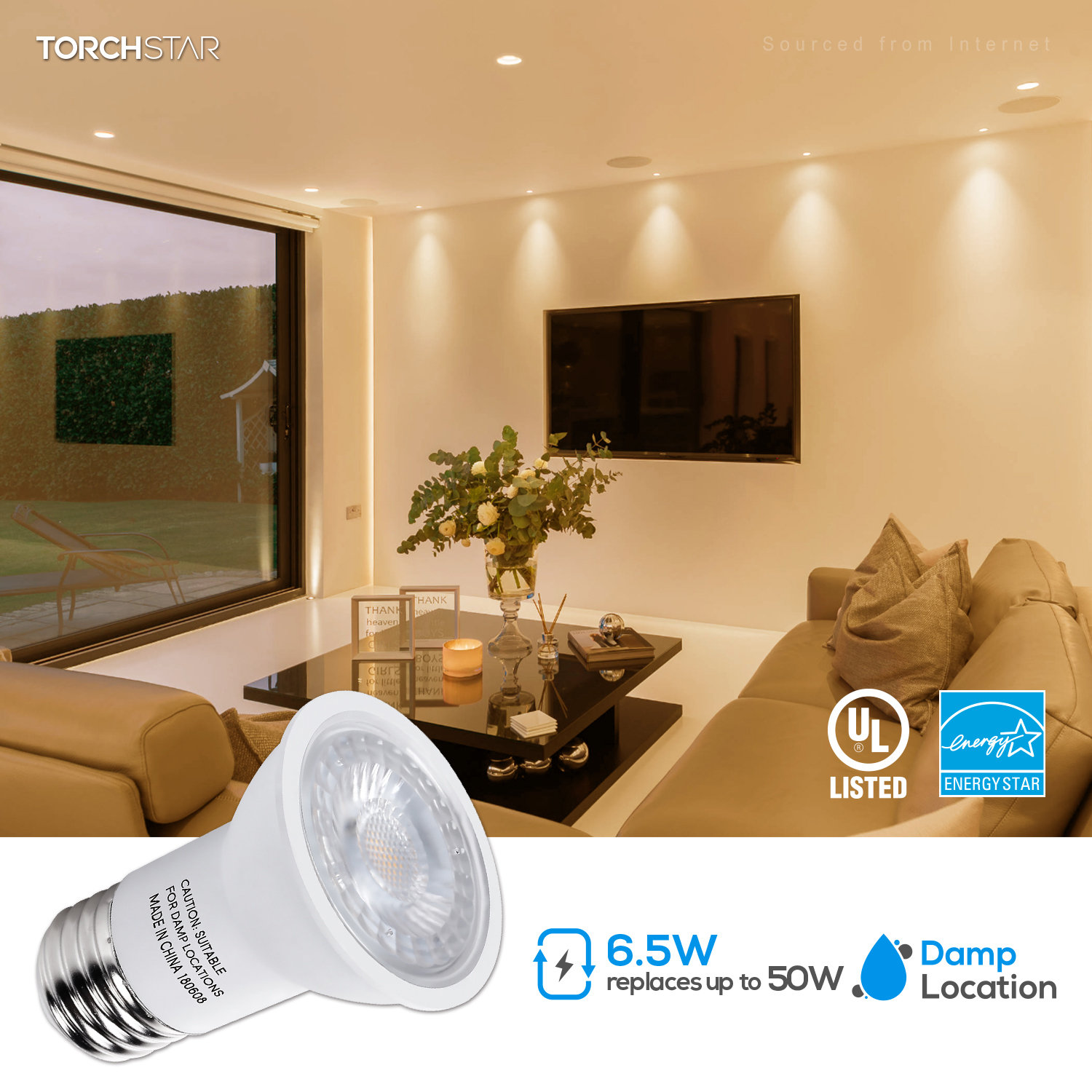 TORCHSTAR 6.5W PAR16 LED Bulb Dimmable 50W Eqv. 3000K Warm White E26 Base | Wayfair