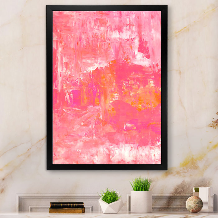 Wrought Studio Orange And Pink Abstract Art Colorfields Framed On ...