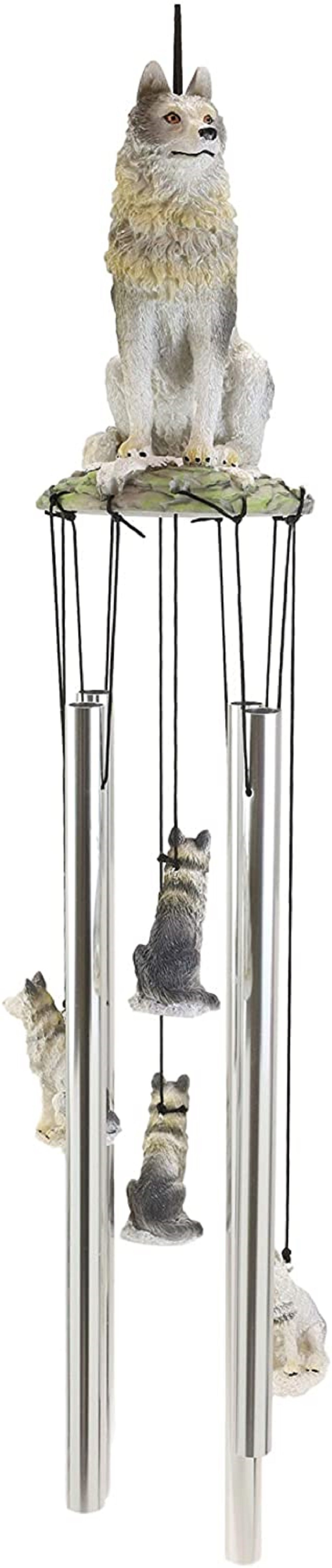Foundry Select Realistic Sitting Lone Wolf Wind Chime | Wayfair
