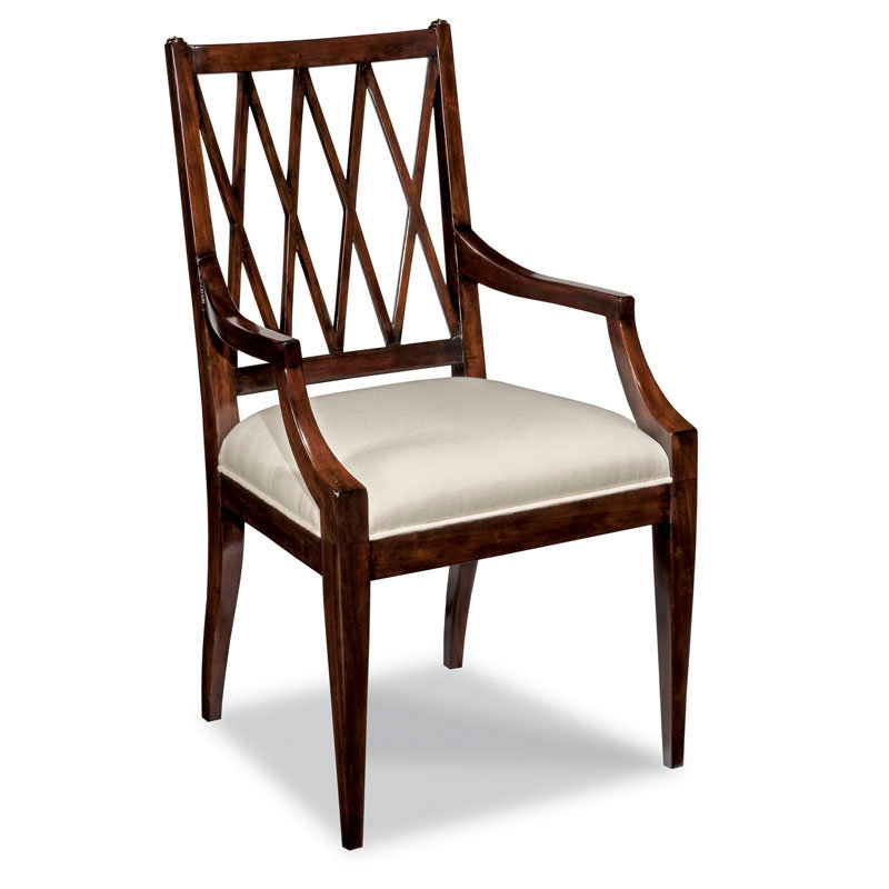 WoodbridgeFurniture Addison Linen Cross Back Arm Chair in Ebonized ...
