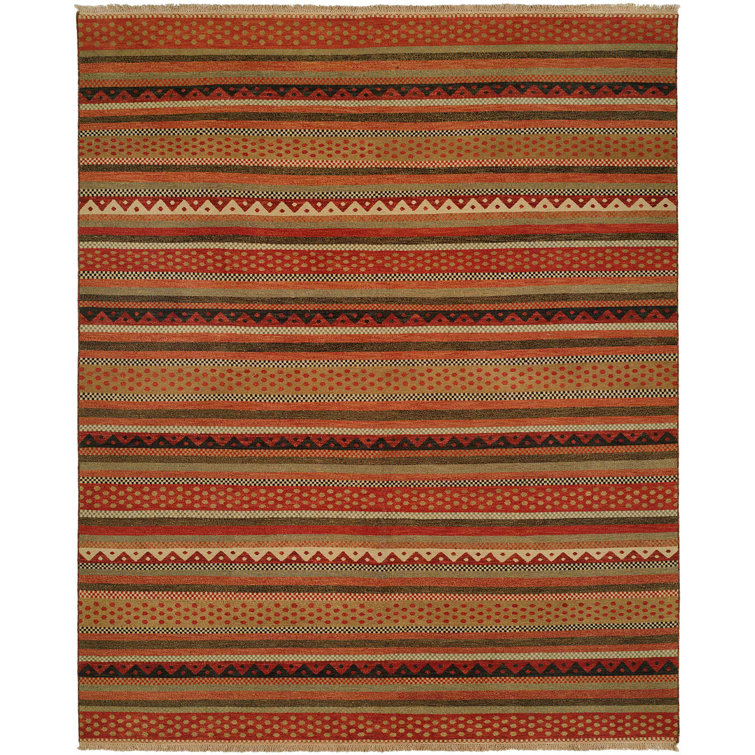 Wildon Home® Handmade Wool Brown/Red Rug | Wayfair