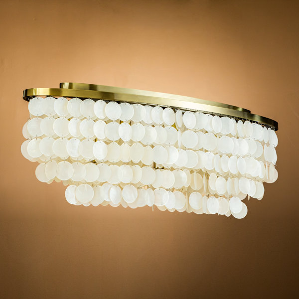 Rosdorf Park 11-Light Unique/Statement Coastal Natural Capiz Shell Oval ...