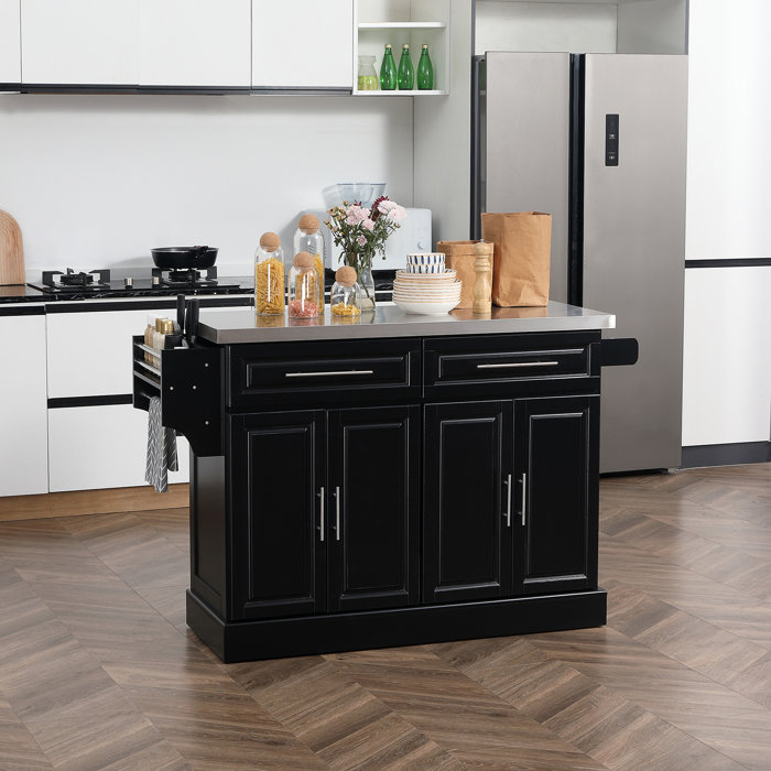 HomCom Metal Kitchen Island & Reviews | Wayfair