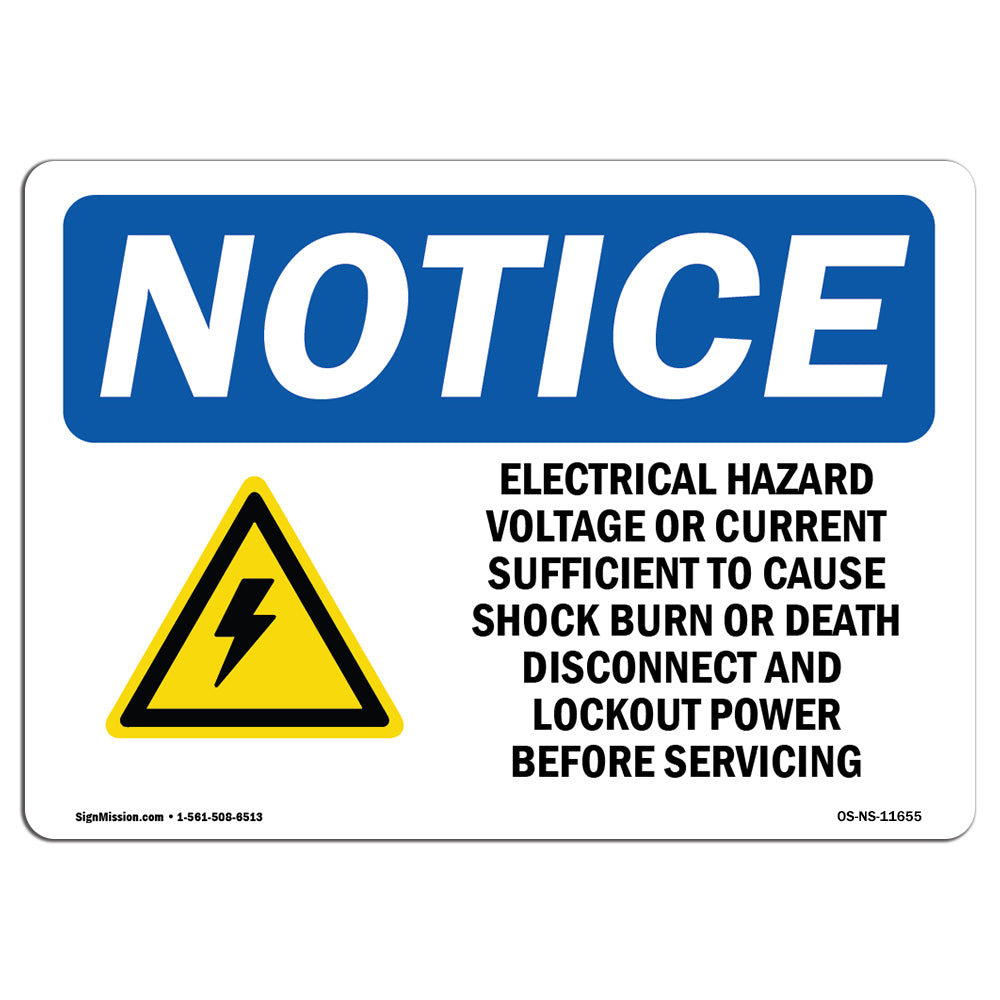 SignMission OSHA Notice - Electrical Hazard Voltage Or Sign With Symbol ...