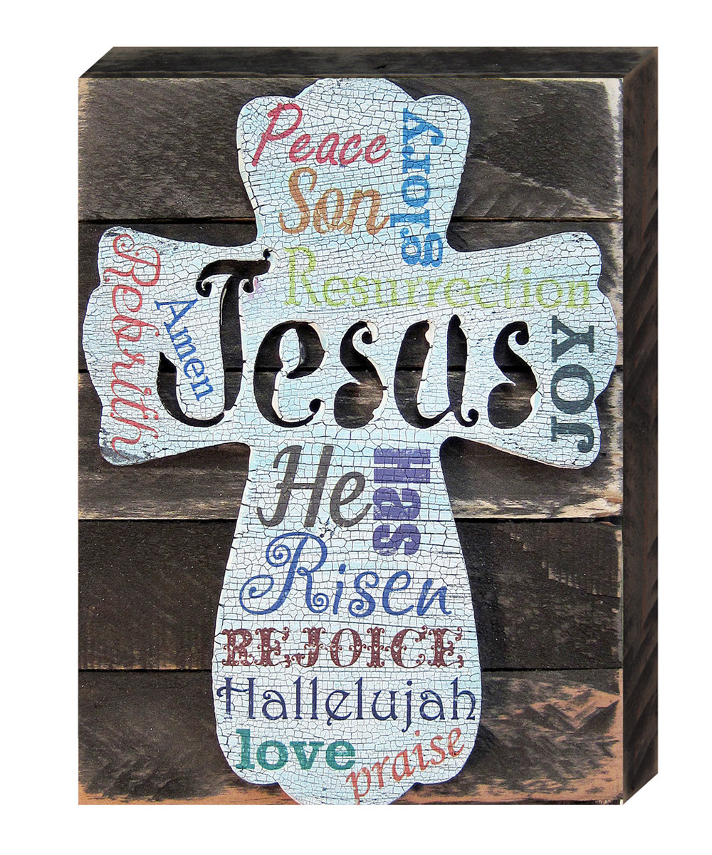 Designocracy Easter Cross Box Sign Wall Decor | Wayfair
