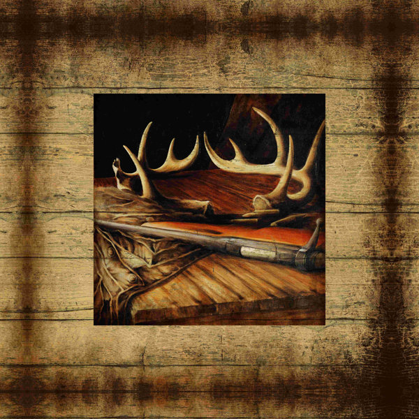 Union Rustic Buck Hunting - Wrapped Canvas Print | Wayfair