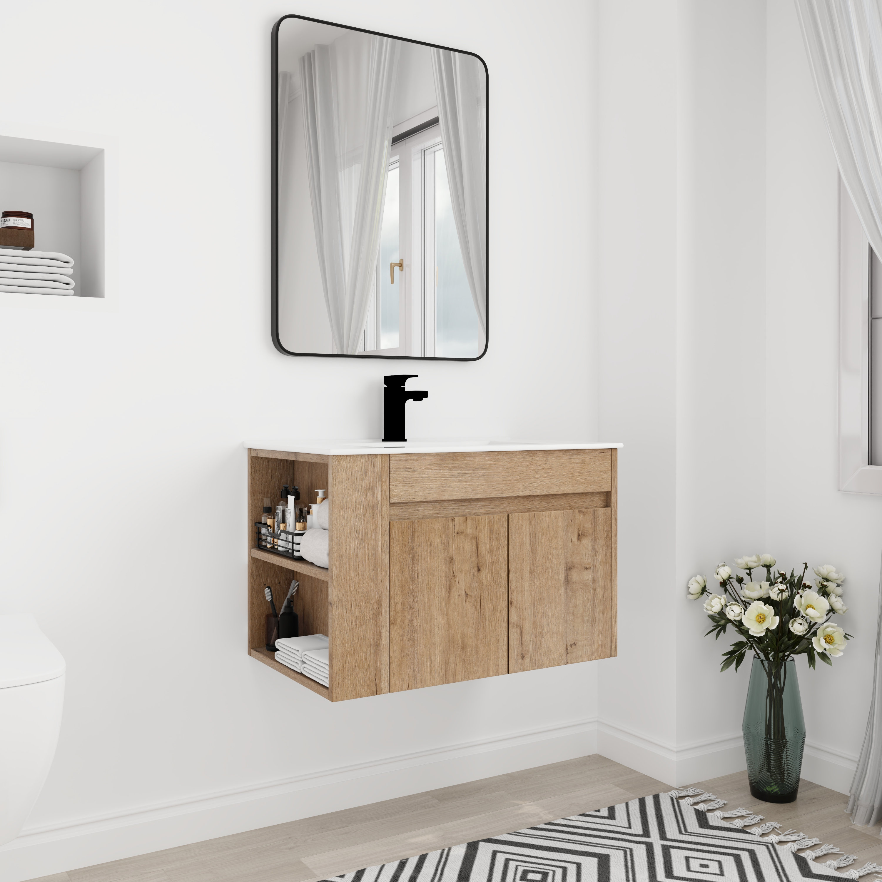 Hokku Designs Sian 30.02'' Wall Mounted Single Bathroom Vanity with ...
