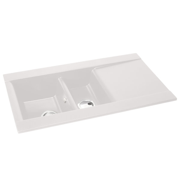 Abode 540Mm W Double Bowl Granite Composite Inset Kitchen Sink with 2 ...