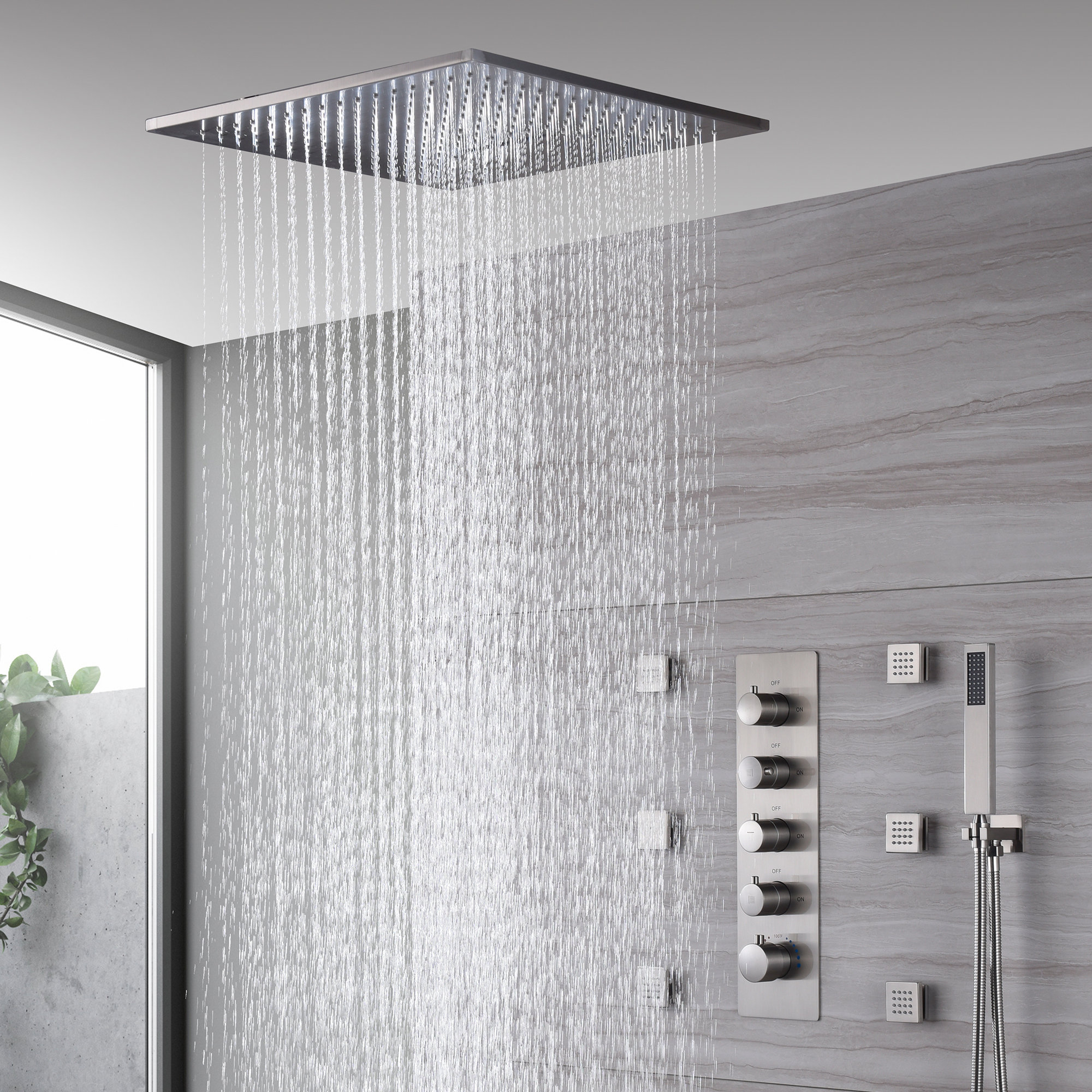 Wonderland America Rainfall Complete Shower System with Rough-in Valve ...