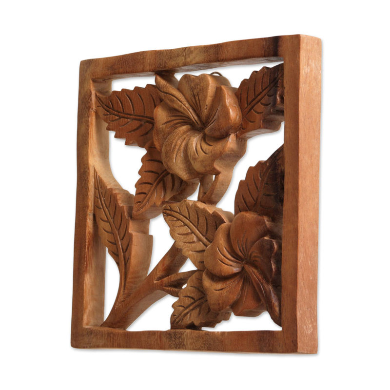 World Menagerie Hibiscus Window Relief Panel Wood Wall Décor | Wayfair